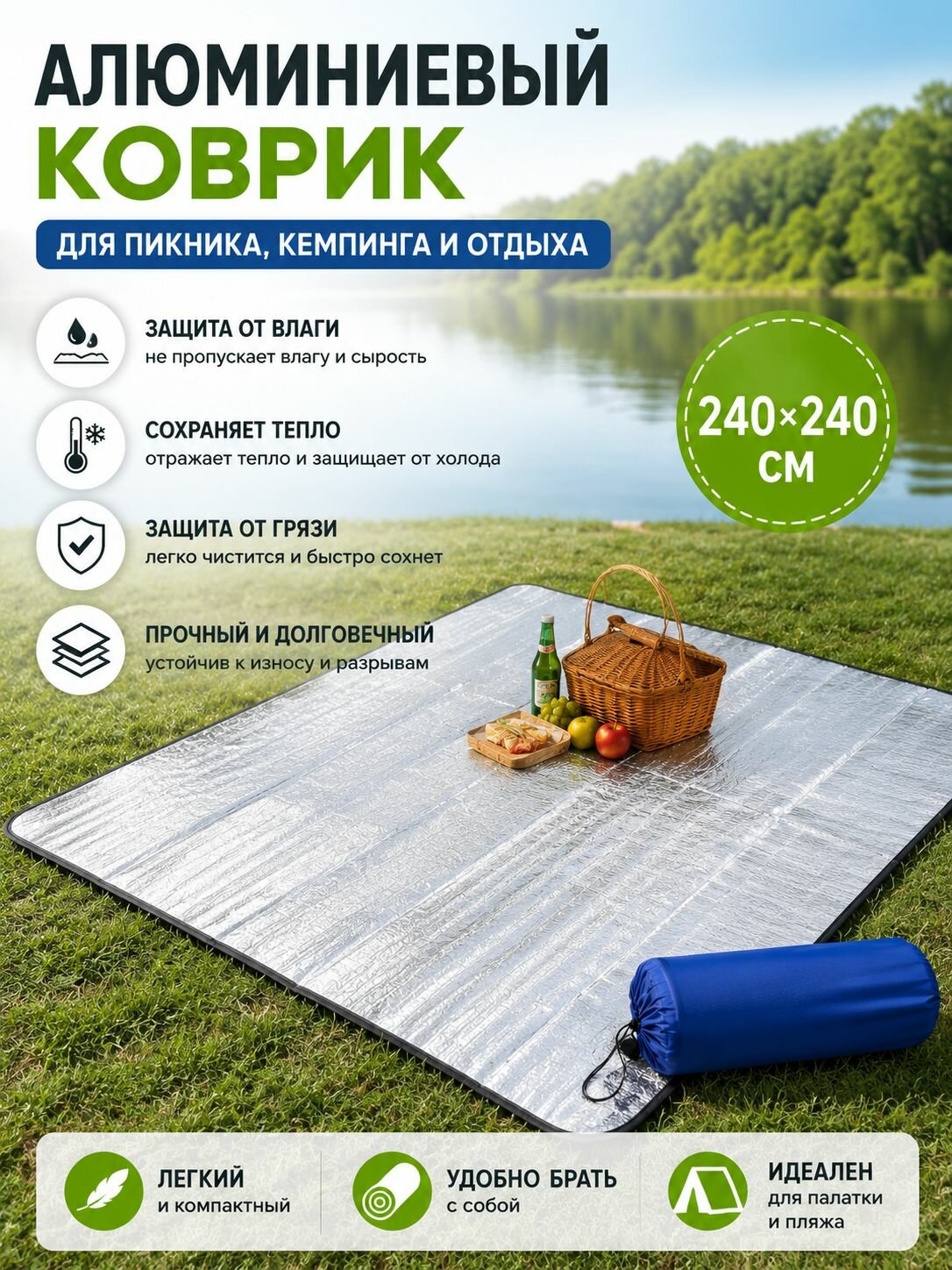 Пол для палатки 240*240 см для палатки кемпинга для походов