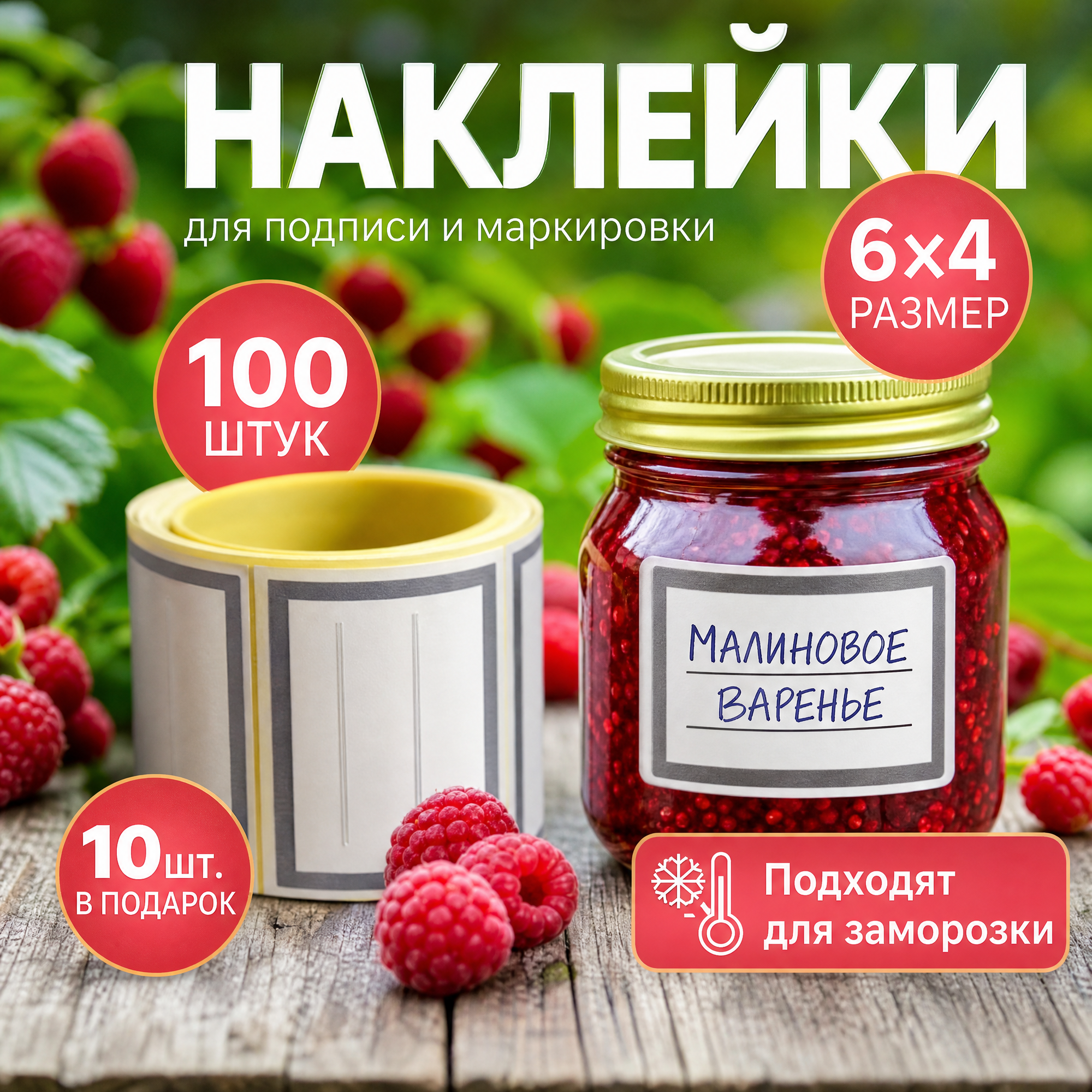 Наклейки на банки для заготовок и консервирования без надписей, для сыпучих продуктов 100 шт.