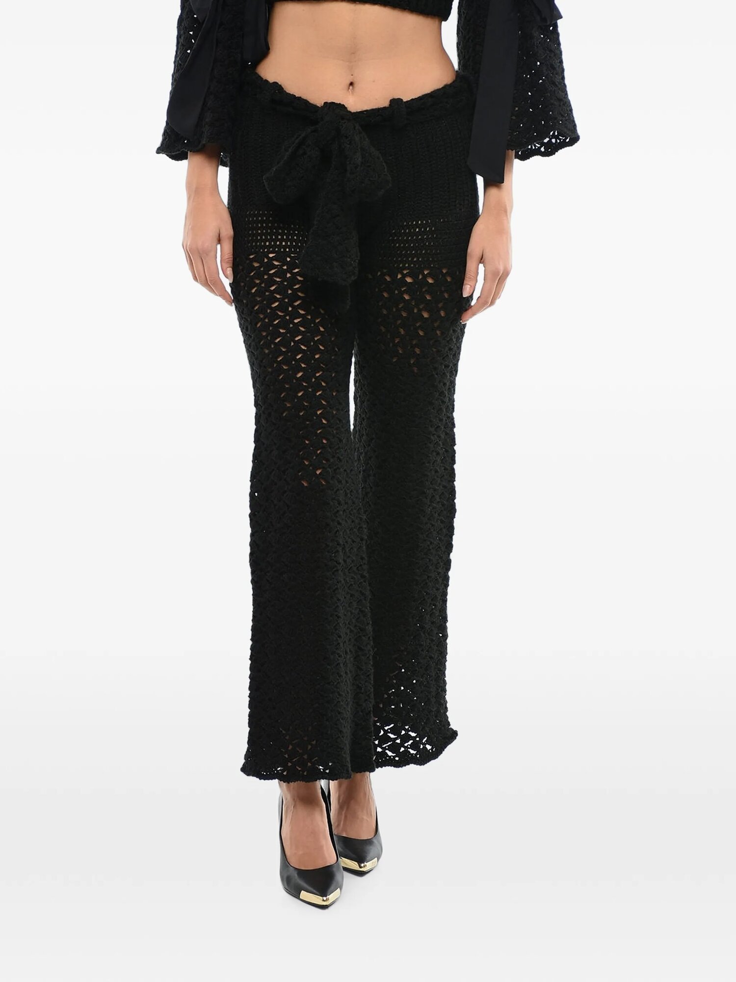 Брюки Openwork-knit belted trousers