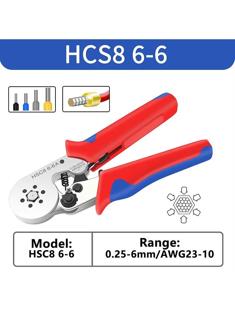Кримпер пресс клещи для обжима наконечников НШВИ HSC8 6-6