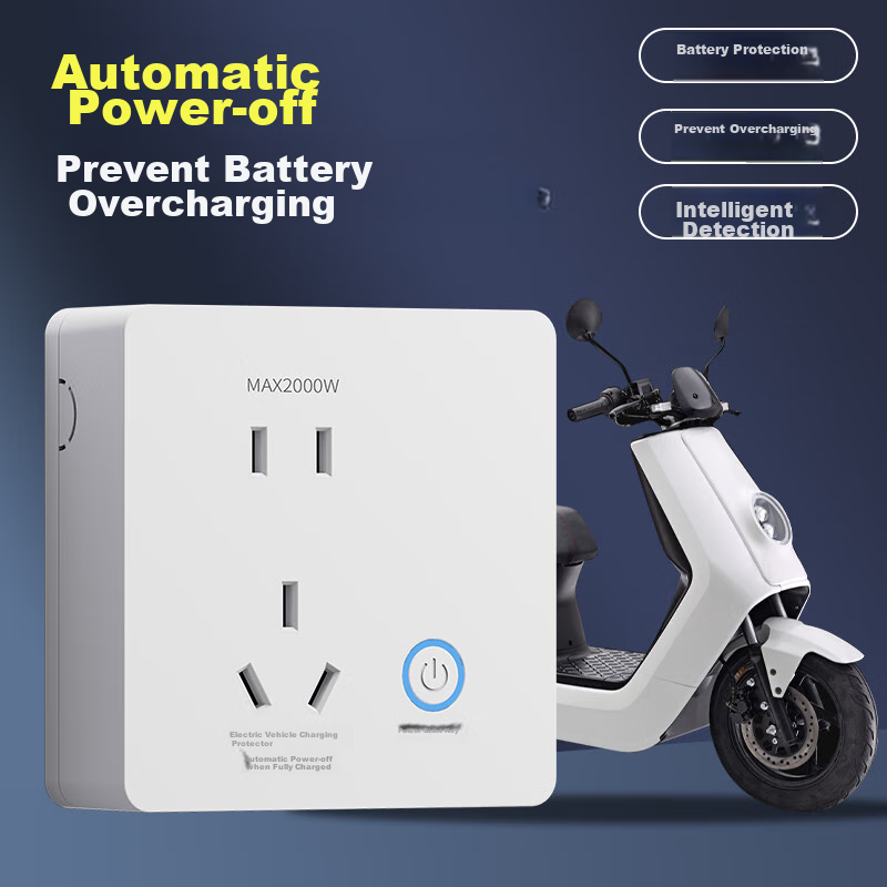 International Electrical, Electric Vehicle Charging Protector Socket, Automatic Power-Off When Fully Charged, Charging Pile Timer Switch, Surface-Mounted 86 Type, Surface-Mounted Elegant White [Energy-Saving And Overcharge Protection]