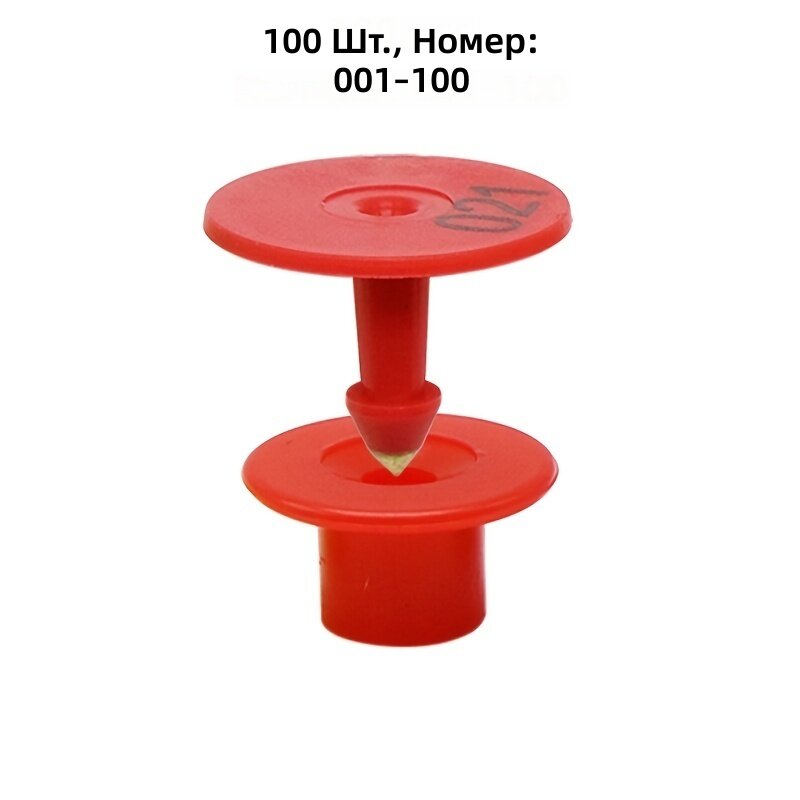 Ушные бирки для овец и свиней с номерами 001-100, красные, невыпадающие, 100 шт, из прочного пластика, для идентификации скота