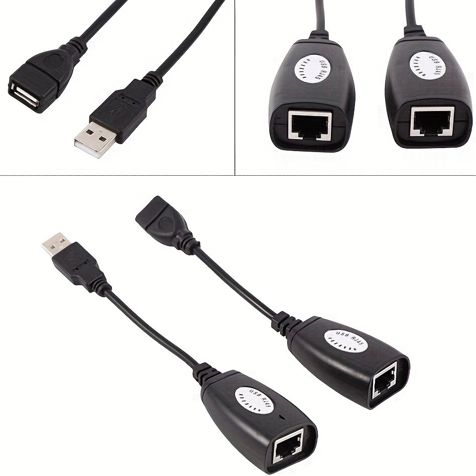 Удлинитель USB Ethernet в RJ45 для Cat6/6E/5/5E до 50 м (164 фута), адаптер USB-Ethernet для ноутбуков, совместим с ПК, телефонами, клавиатурами, USB-накопителями, принтерами
