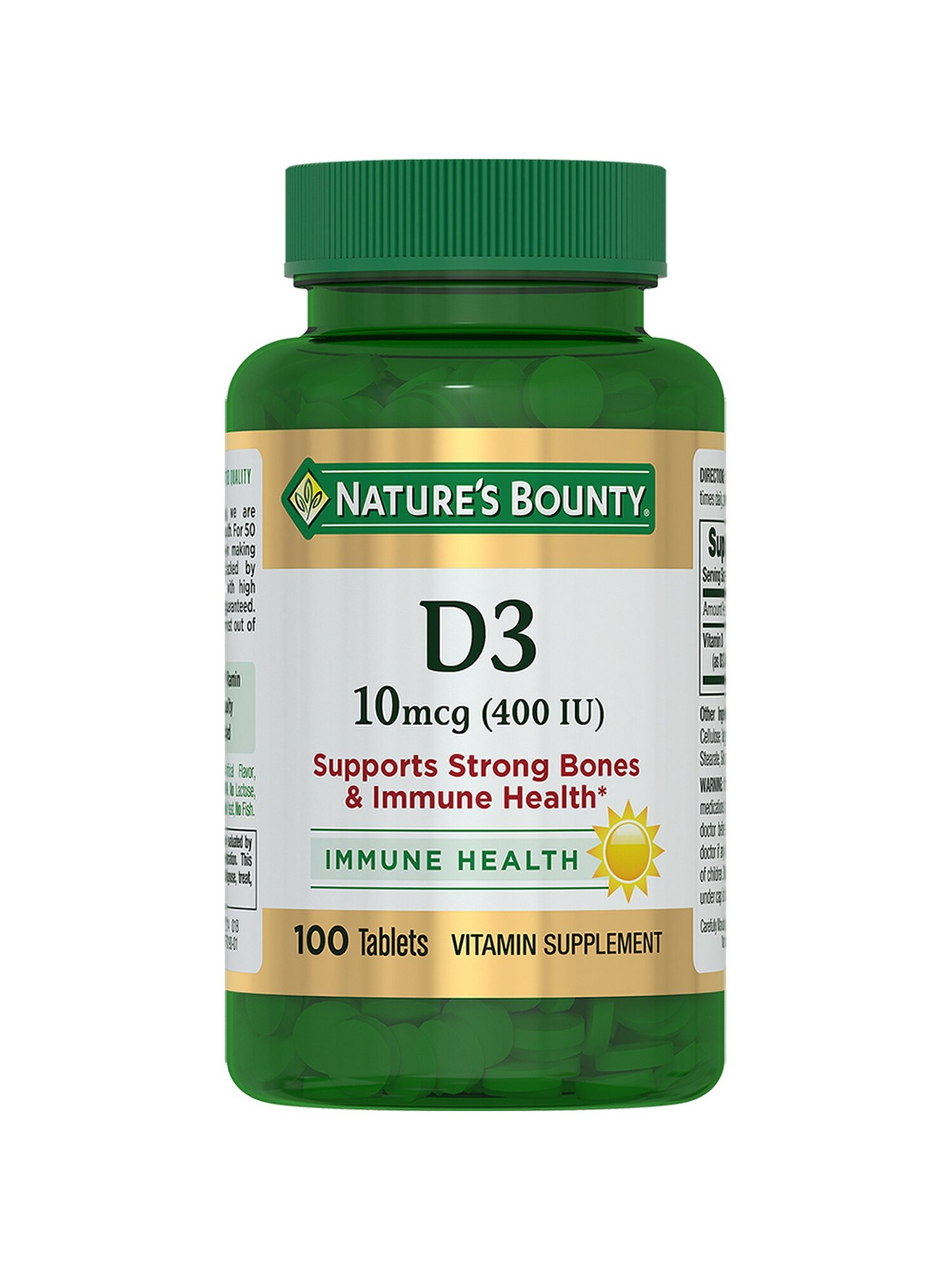 NATURES BOUNTY витамин D3 400МЕ N100 табл ПО 250МГ — Таблетки массой 250 мг -100 шт в уп