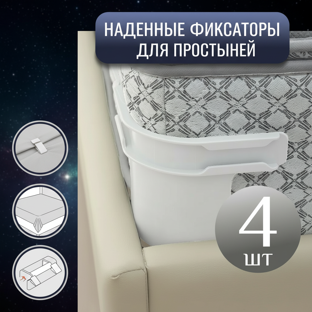 Фиксаторы для простыни на матрас силиконовые держатели углов универсальные 4 шт