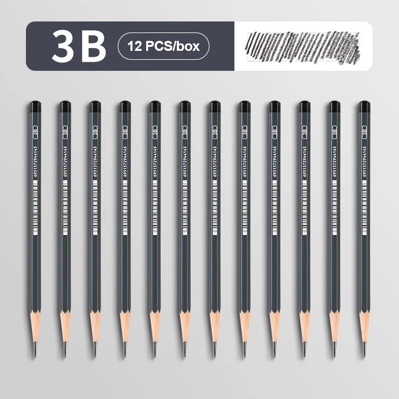 Набор карандашей графитовых Borrence 3B, 12 шт