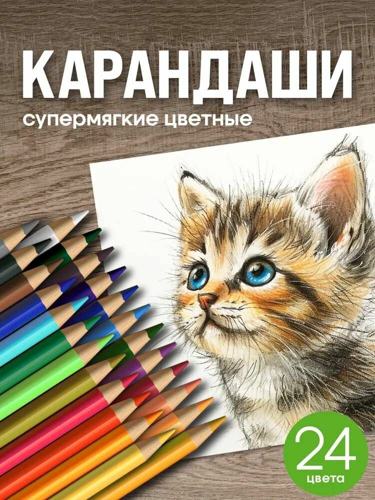 Набор карандашей, вид карандаша: Цветной, 24 шт.