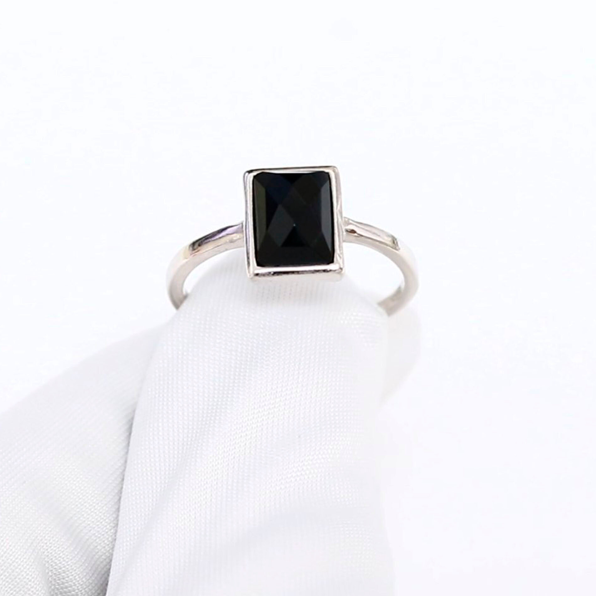 Кольцо, серебро, 925 проба, родирование, оникс