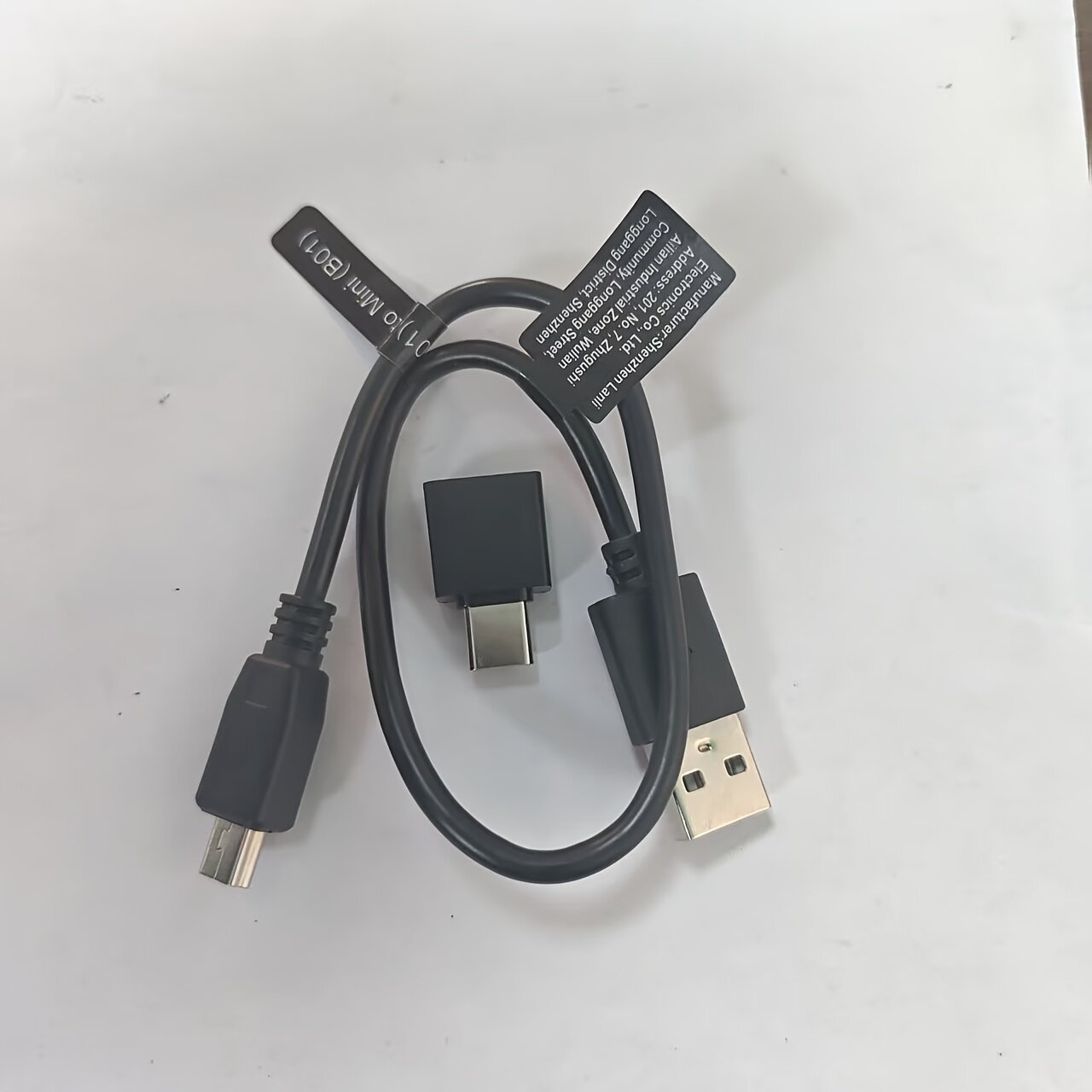 Набор кабелей данных Mini5Pin в USB 2.0 (2 шт.), короткий 11.81 дюйма, с адаптером Type-C OTG, для геймпадов, GPS, камер и телефонов