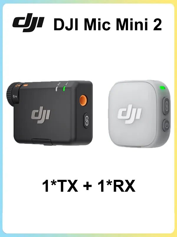 DJI Микрофон универсальный Mic Mini 2(TX+1RX+Charging case), Высококачественный звук, стабильная передача, активное шумоподавление, две регулируемые передачи, Автоматический ограничитель, взрывозащищенный звук, коралловый