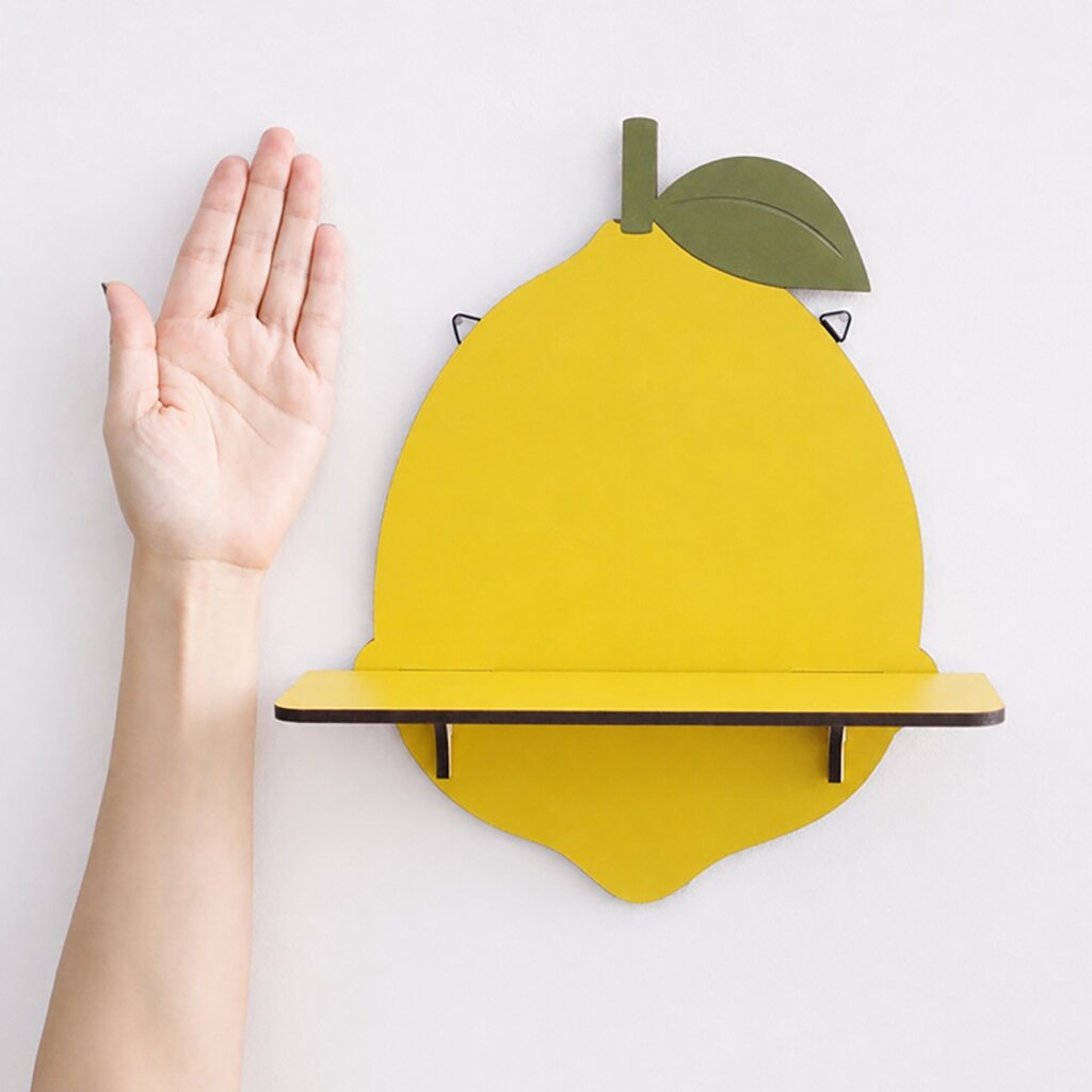 Деревянный настенный стеллаж для хранения в фруктовом стиле-lemon