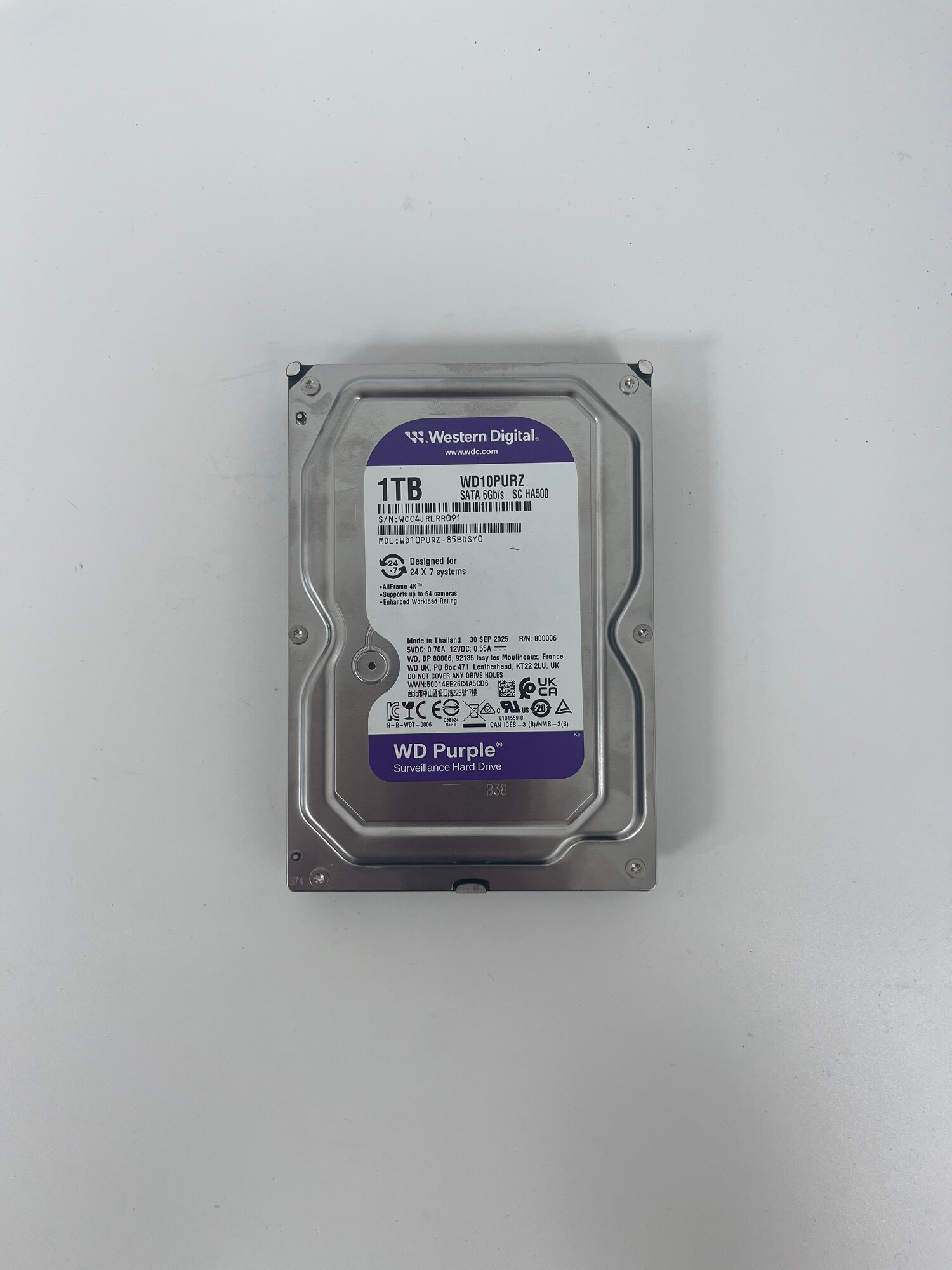 жесткий диск Western Digital Purple (модель WD10PURZ) объемом 1 ТБ