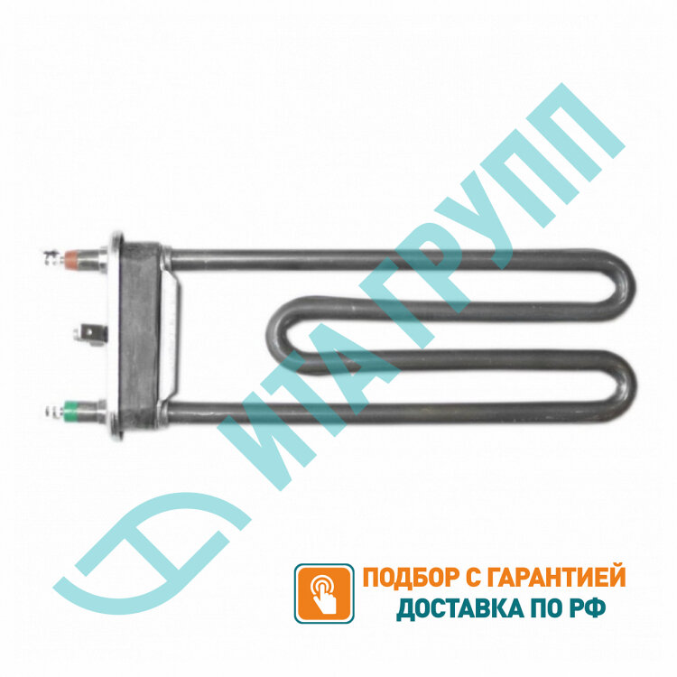 Комплект ТЭН 1800W для стиральной машины Ariston, Indesit с отверстием под датчик L190мм + фильтр + засыпка, K3406008