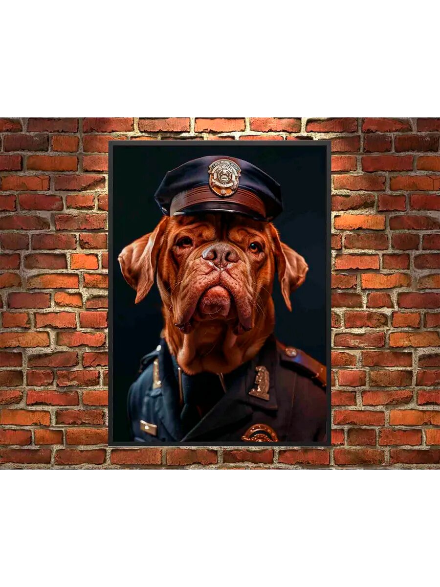 Бордоский дог-собака-полицейский 1, Плакат 30x42см