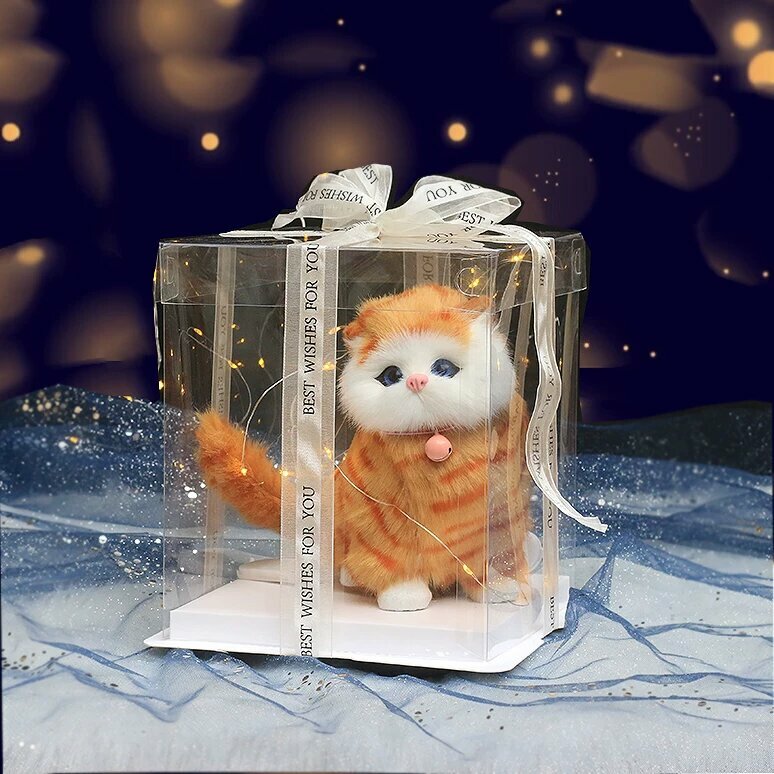 Искусственная шерсть кот Гарфилд плюшевая игрушка в прозрачной коробке с теплым светом