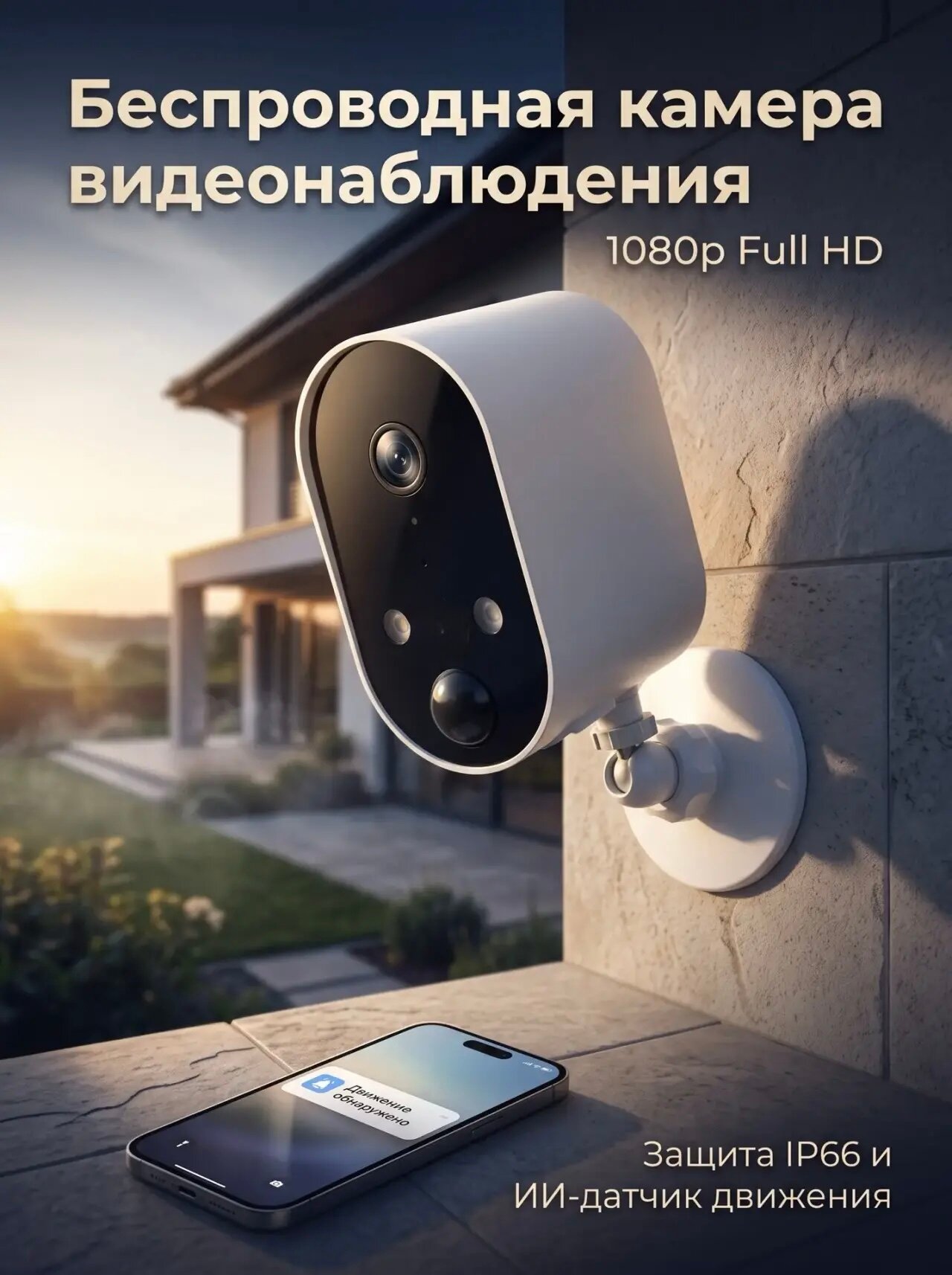 Камера видеонаблюдения уличная для дома с wi-fi, 4Мп, Full HD, белая.