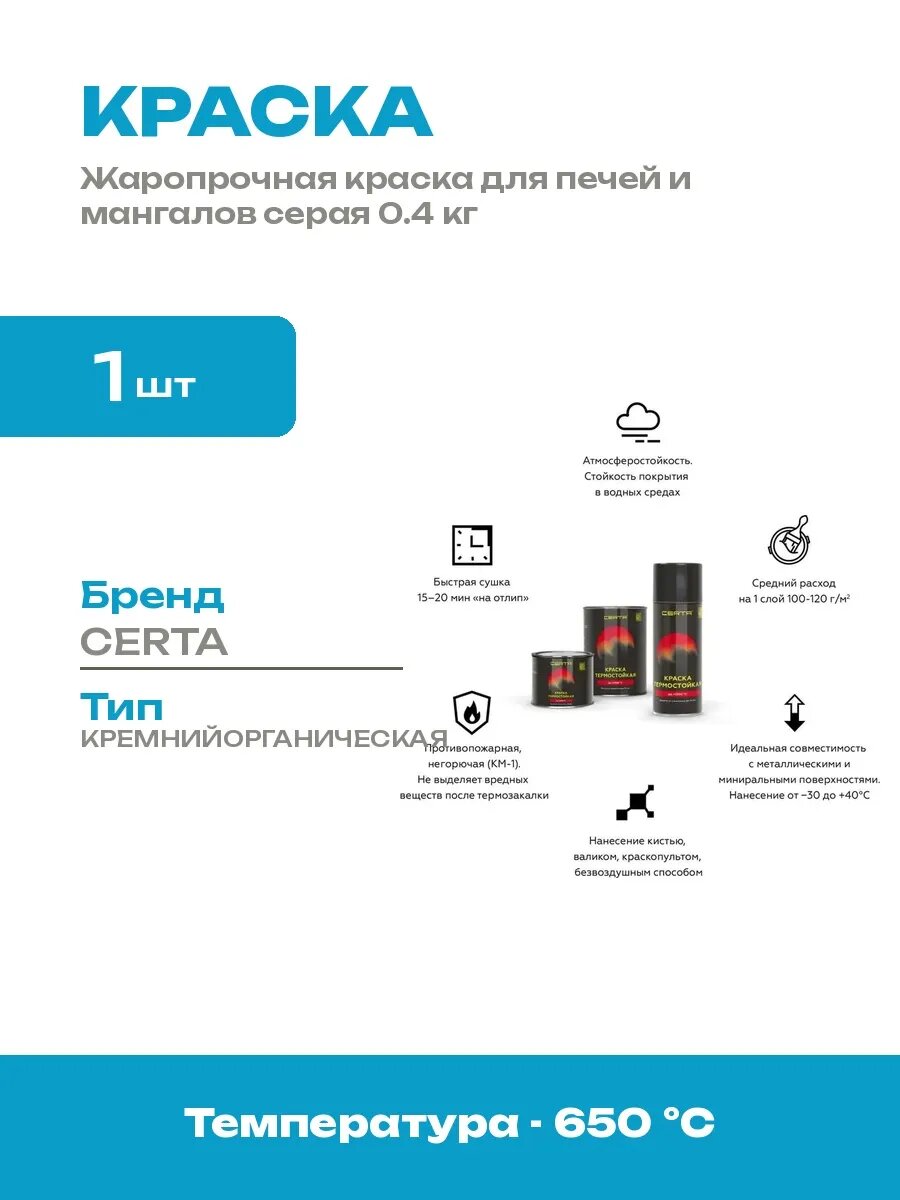 Термостойкая краска для печей и мангалов до 650 градусов
