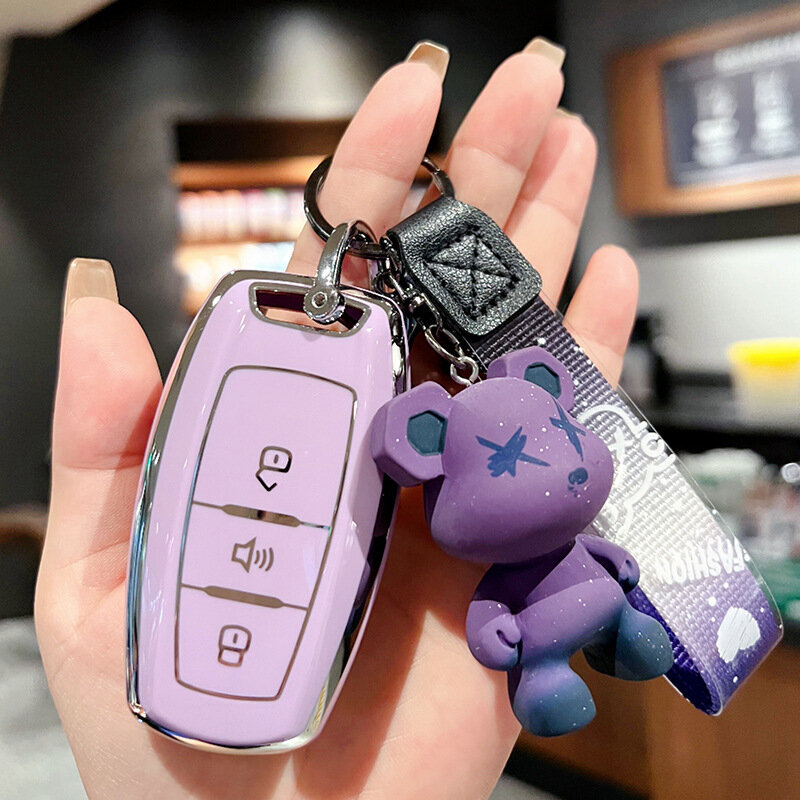 Haval Smart 3-Button Брелок для ключей для H6 H2S F7X - Фиолетовый + Фиолетовый медвежий дизайн комплект