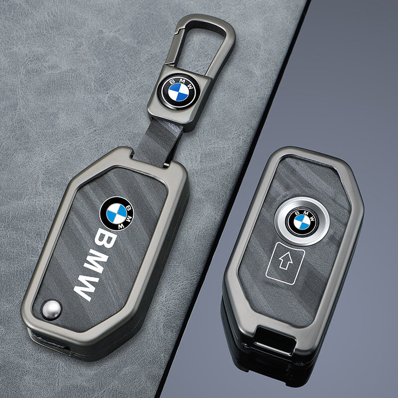 Чехол для ключей мотоцикла BMW для моделей R1250GS/C400GT/F900R/F850 GS - Складной двухкнопочный, черный с круглой