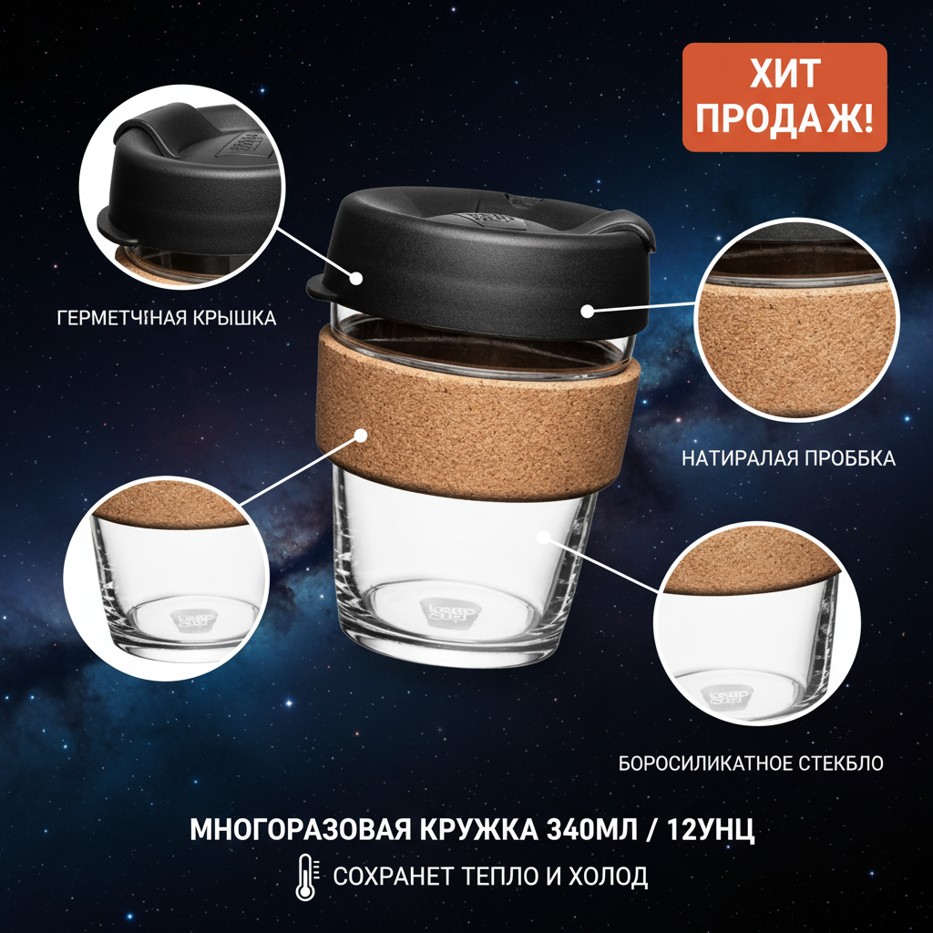 Многоразовая кружка KeepCup 340 мл для офиса и дома