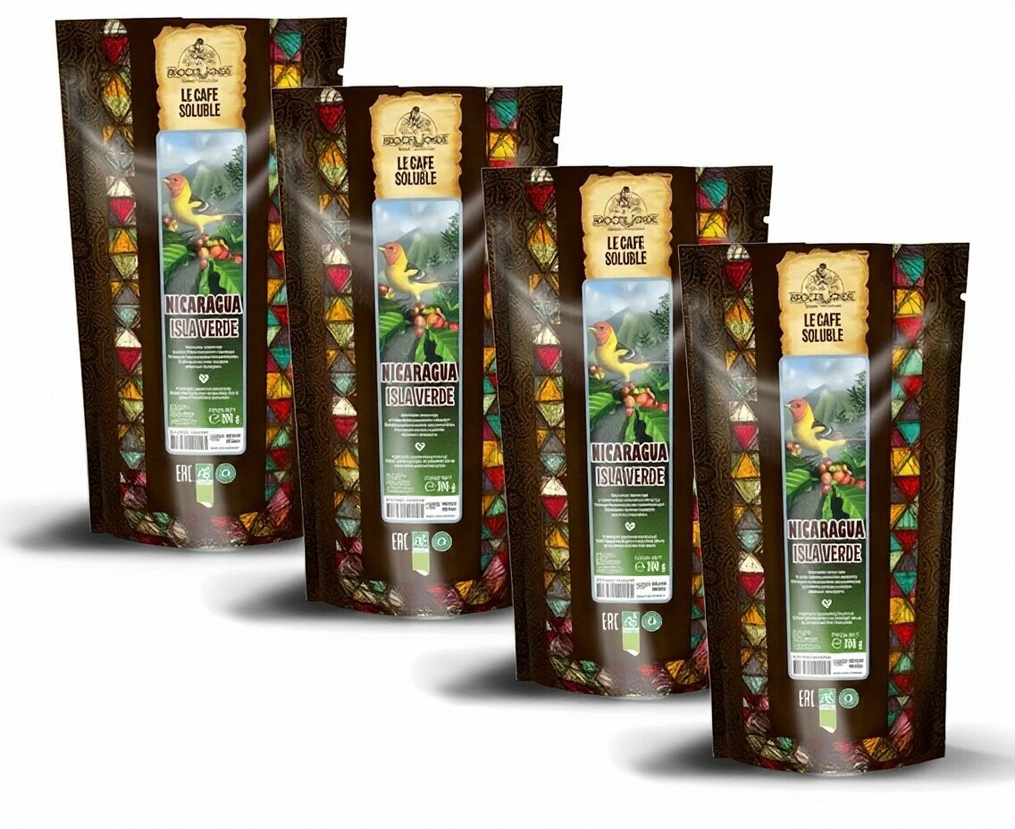 Кофе Broceliande "Nicaragua", растворимый, сублимированный, средняя обжарка, 5-7 интенсивность, 200г, 4шт