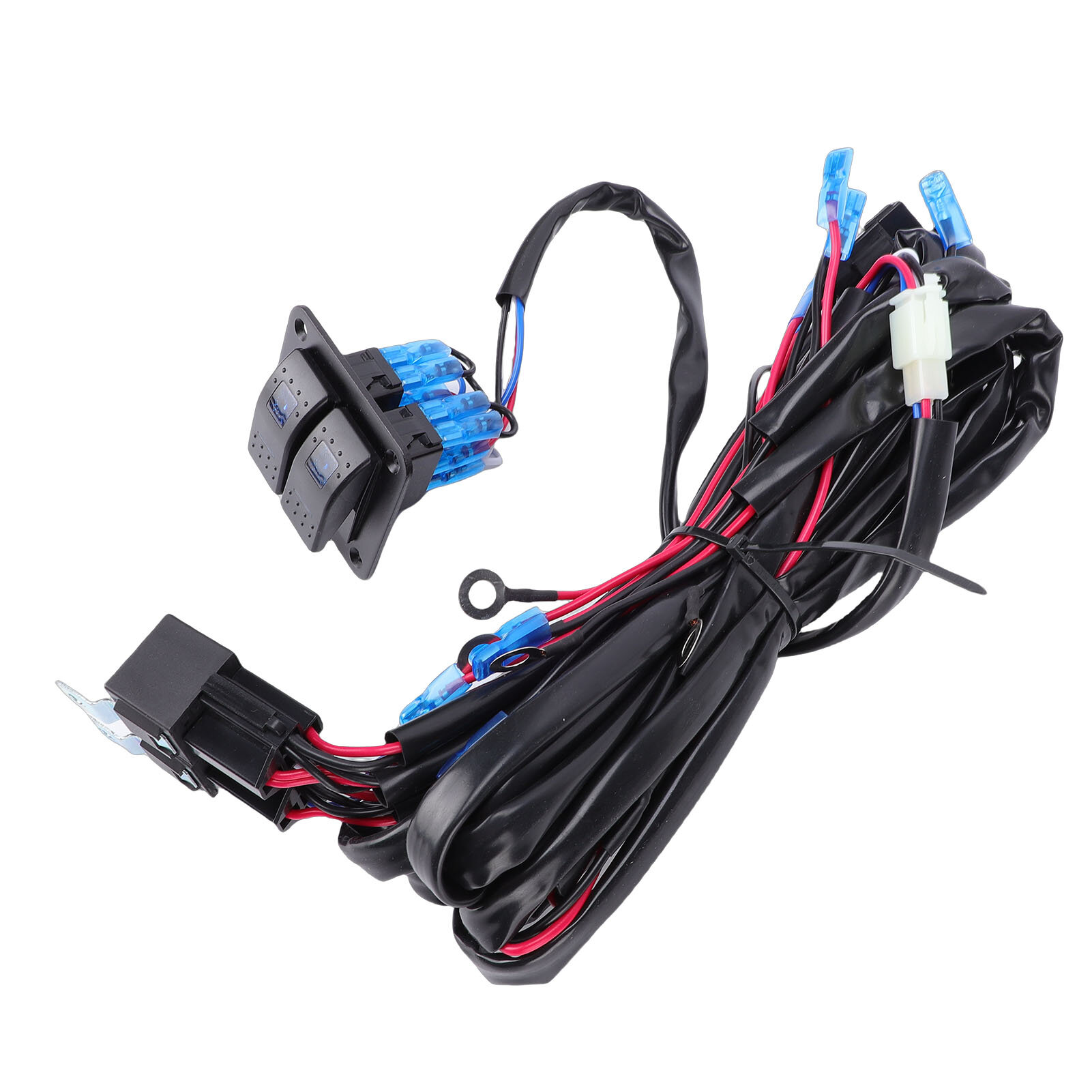 Комплект жгутов проводов светодиодной панели 16AWG, 2-х групповая кулисная панель переключателя, реле мощности, клеммная колодка с предохранителем для квадроцикла, автомобиля, лодки, грузовика