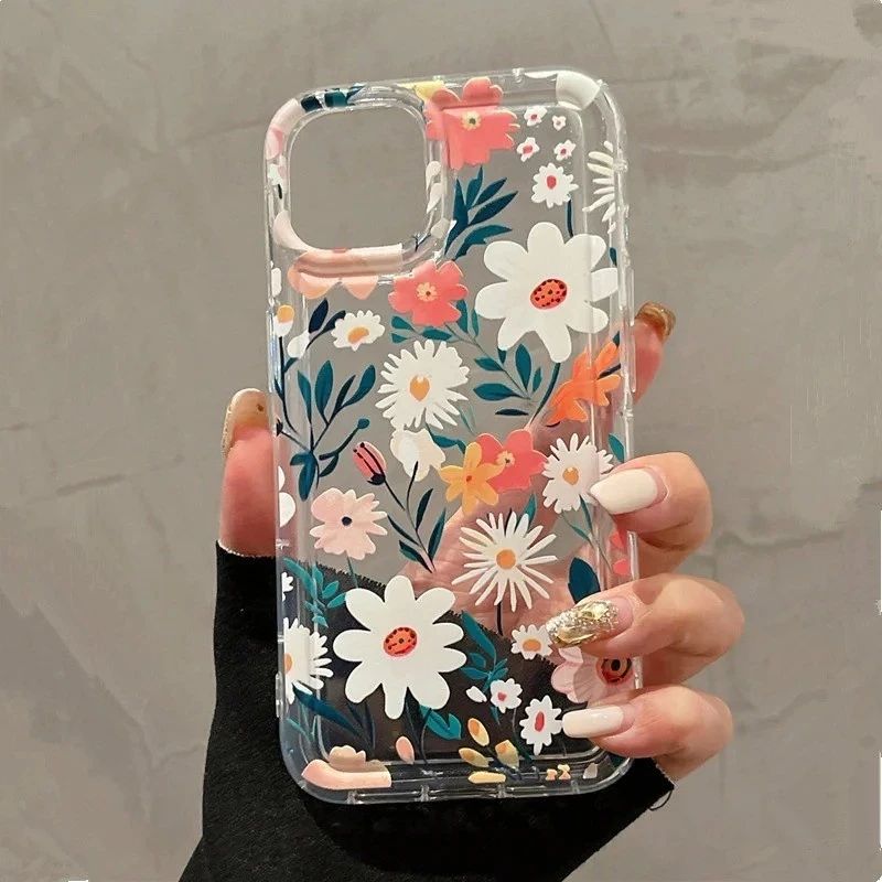 Чехол на Айфон 13 / iPhone 13 прозрачный с ярким принтом разноцветных цветов