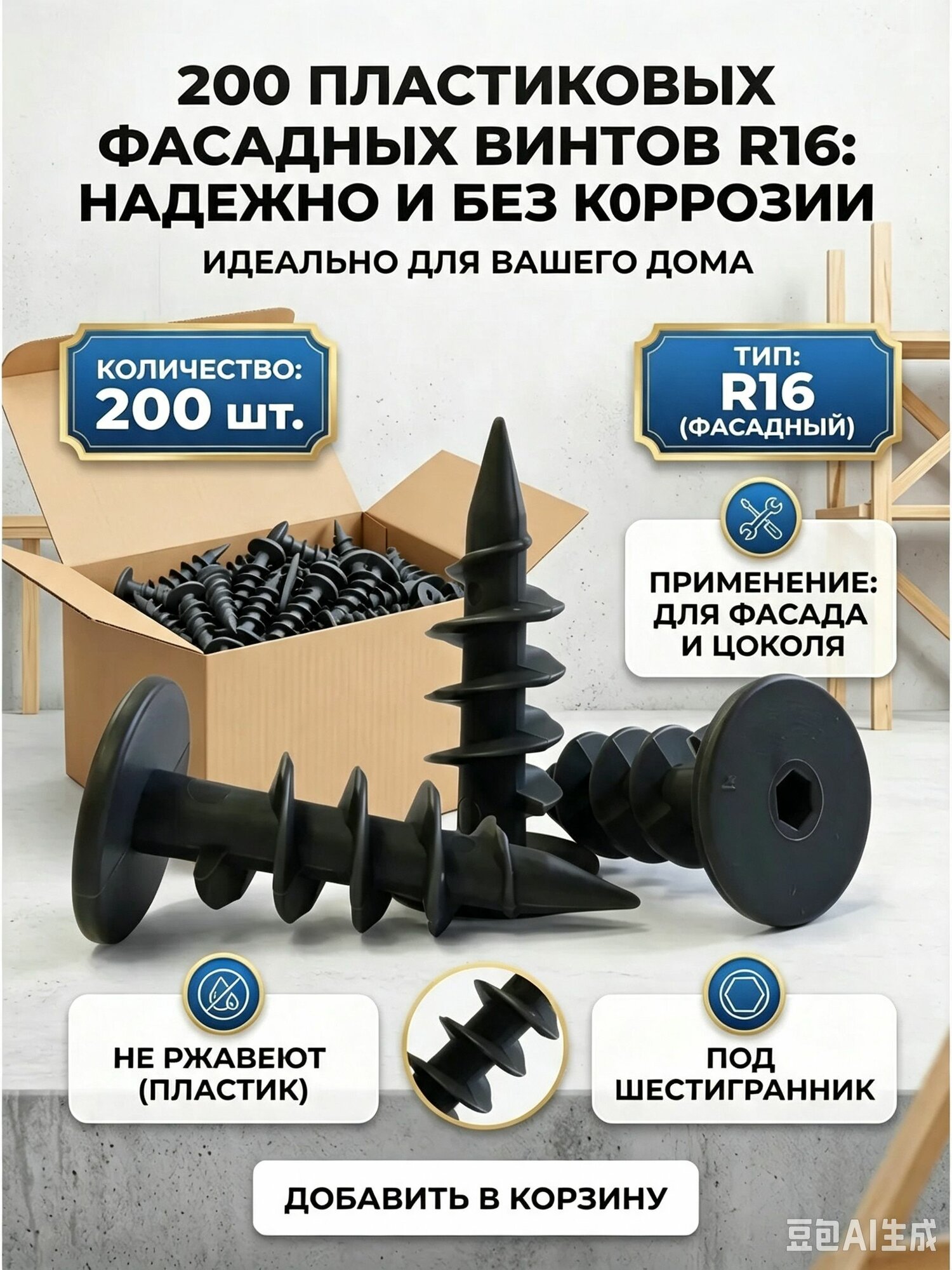 Винт 25 x 50 мм, головка: Плоская, 200 шт. 320 г