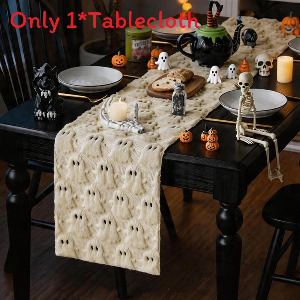 Вышитая halloween скатерть с привидениями и тыквами для сезонного декора home decor stylef 33x183см