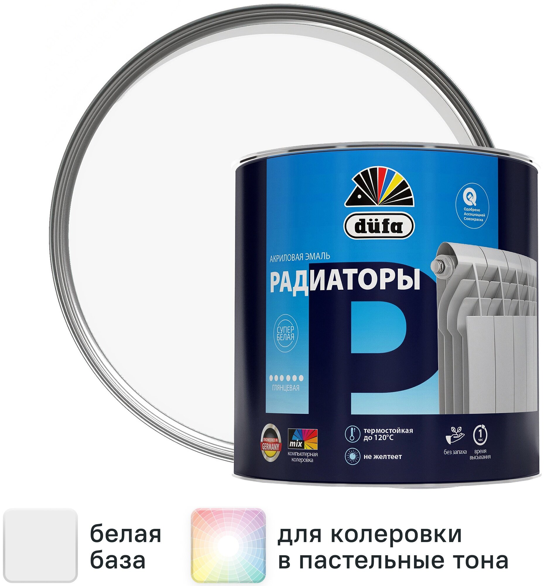 Эмаль для радиаторов Dufa Aqua-Heizkorperlack глянцевая цвет белый 0.75 л