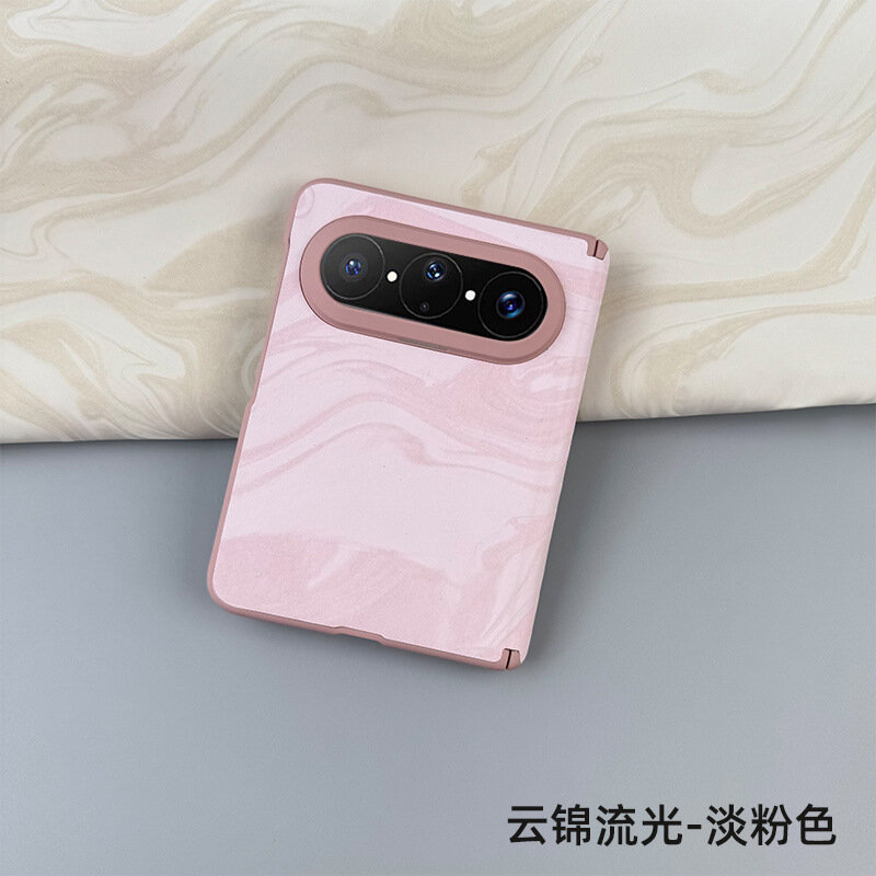 Чехол MagSafe для Huawei Pura X Max классический складной с осевой осью облачный бархат нежно-розовый вырезанная рамка