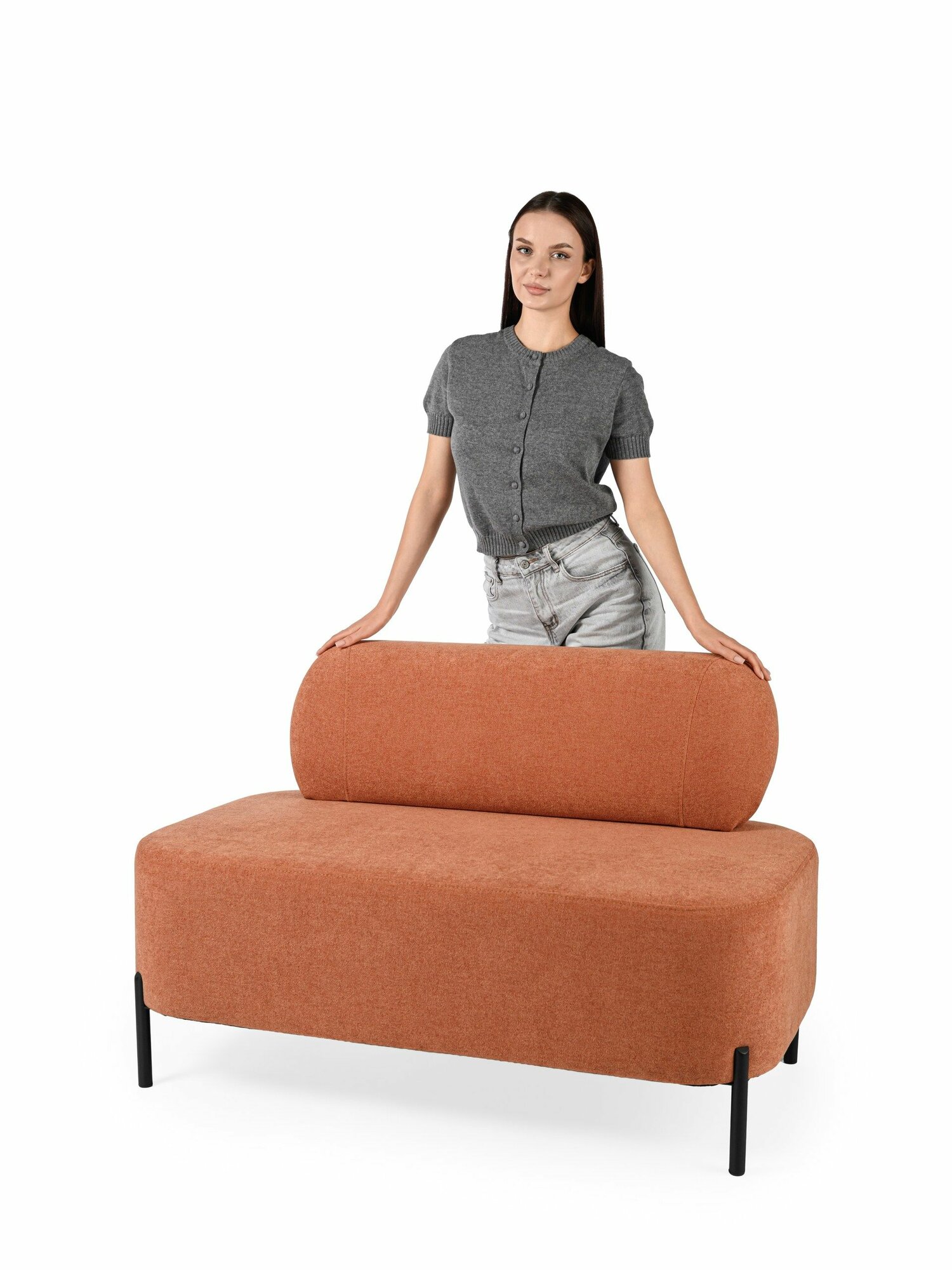 Диван Kamico Home Como, 118х62х77 см, нераскладной, двухместный, микробукле терракотовый