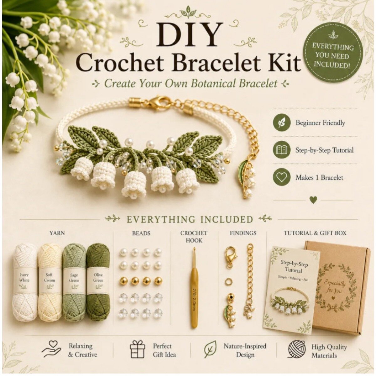 Европейский и американский популярный браслет DIY Nature-Inspired Crochet Bracelet Kit