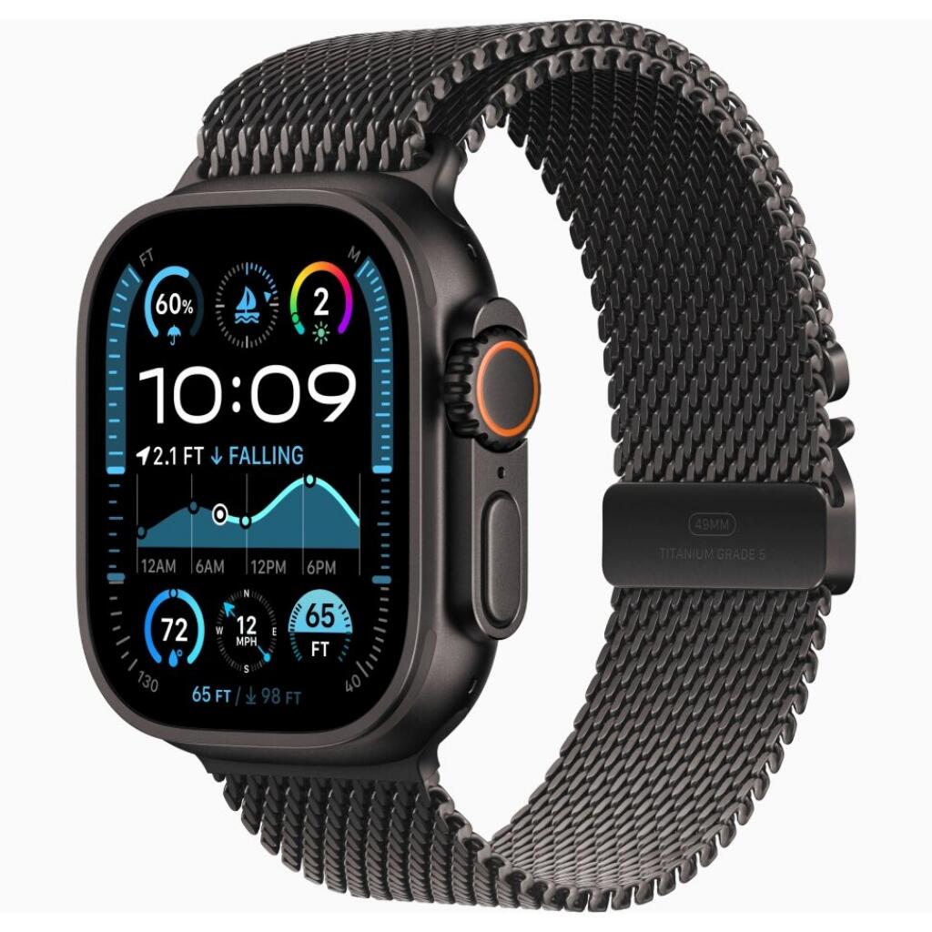 Умные часы Apple Watch Ultra 2 49mm, Black Titanium Case With Black Milanese Loop, M (Черный)