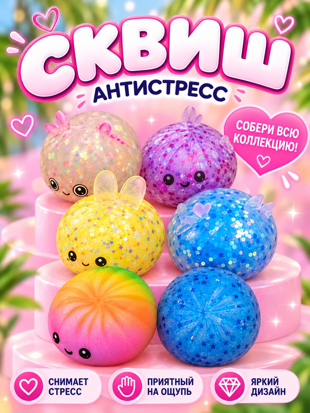 Mystery Dumpling Сквиш Дамплинг Squishy Bun Sugar Edition, игрушка-сюрприз антистресс, подарок для детей и взрослых