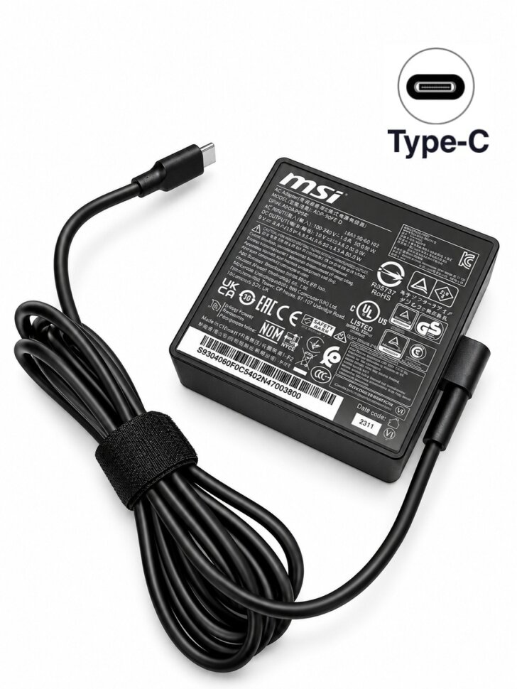 Зарядное устройство для ноутбука MSI, Prestige 14 A11SC-023RU, 90W - , (Штекер: Type-C) 90 Вт