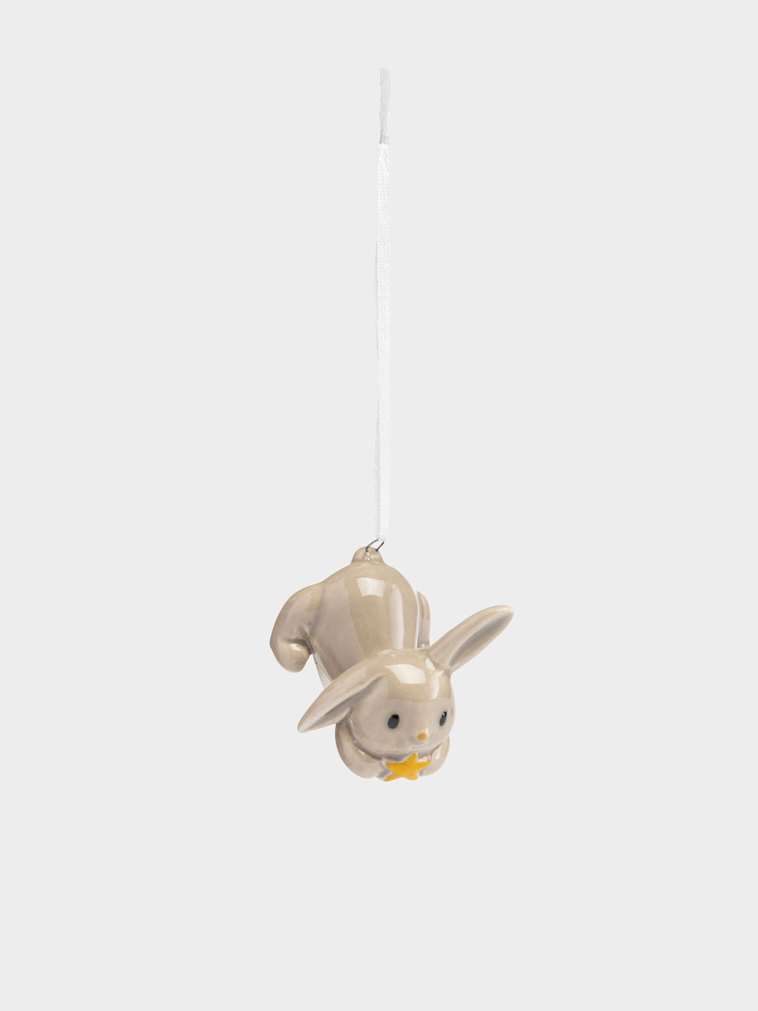 Игрушка елочная, 5 см, фарфор P, бежевая, Кролик со звездой, Figure christmas