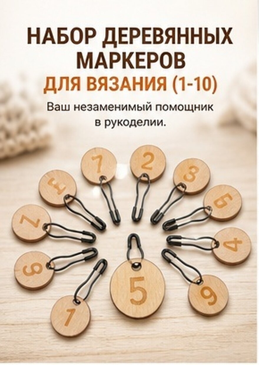 10 Штук Деревянные Маркеры Для Вязания С Номерами Округлой Формы Многоцветные 3 50X1 50X0 50Cm