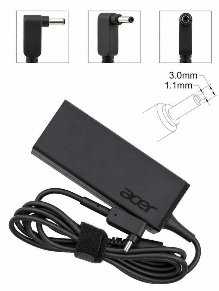 Зарядное устройство для ноутбука Acer, Extensa 15 EX215-53G-53LV, 19V - 2,37А, (Штекер: 3.0-1.1мм) 45 Вт Slim