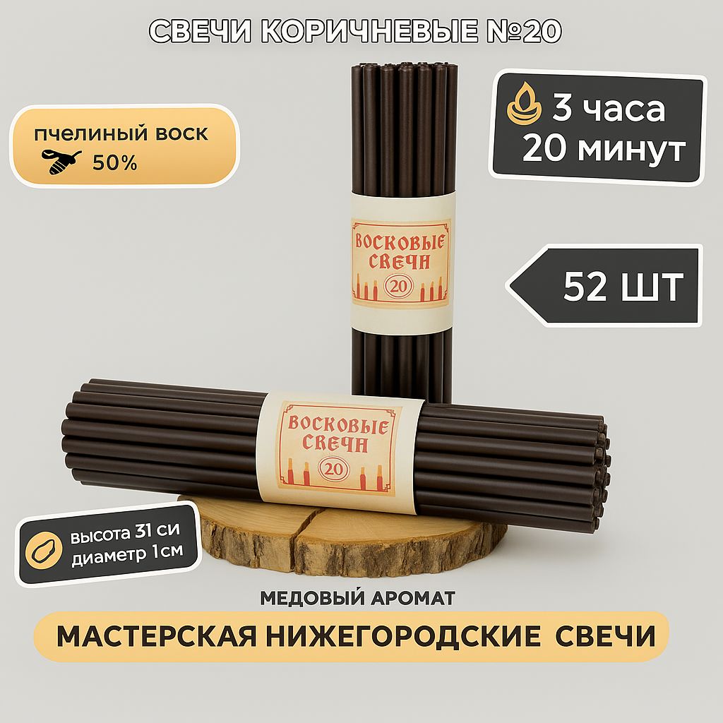 Мастерская Нижегородские свечи Магические свечи 31 см х 1 см 52 шт