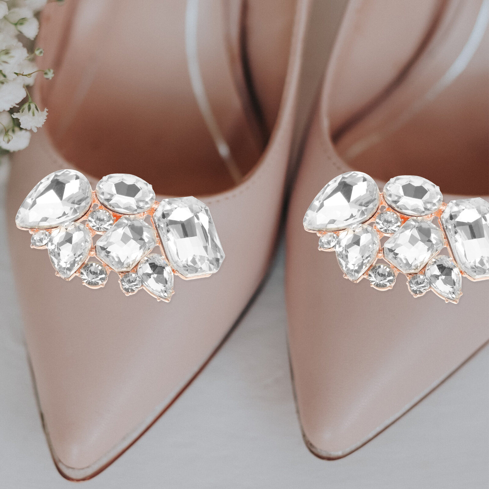 1 Pair Клипсы Для Обуви С Искрами Золотой Цвет Подходит Для Свадьбы И Работы Размер 6.00X4.00X0.50Cm