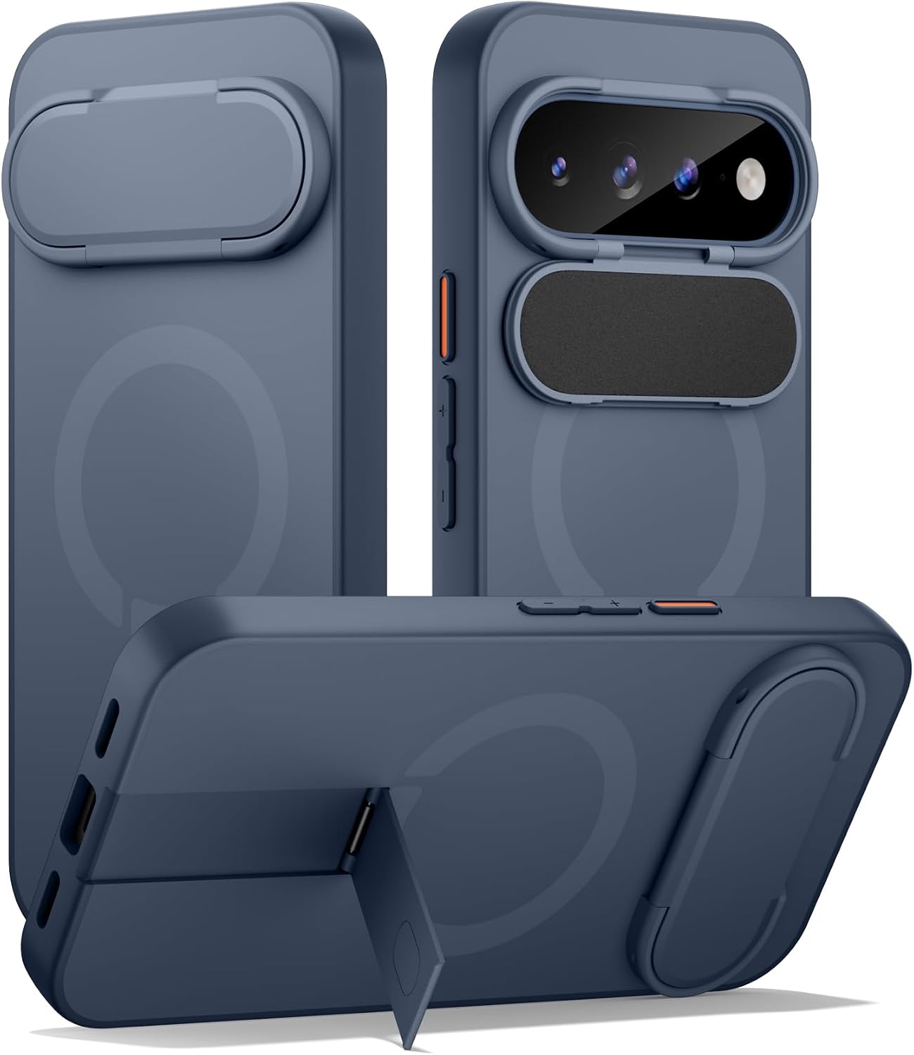 Магнитный чехол SURITCH для Google Pixel 11 Pro XL, с регулируемой металлической подставкой, темно-синий