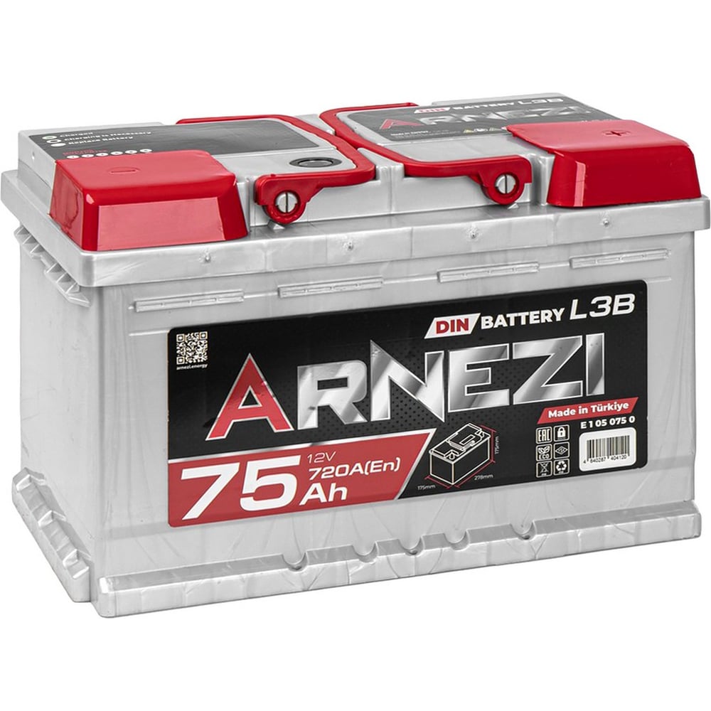 Аккумулятор Arnezi DIN SMF 75 А/ч обратный R+ 278x175x175 L3B EN 720 А E1050750