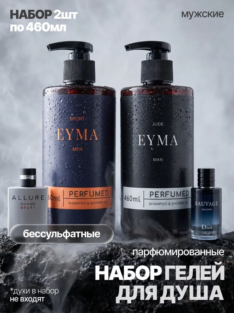 Набор парфюмированных бессульфатных гелей для душа 2в1