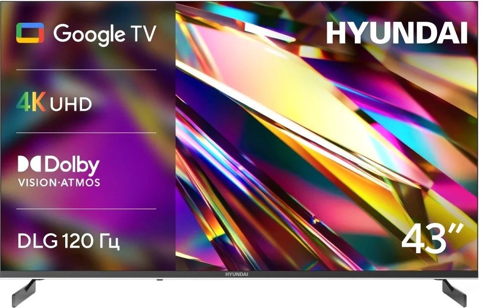 Телевизор LED 43" Hyundai H-LED43BU7011 черный (Ultra HD 4K, Smart TV, Google TV, 60Hz, Direct LED,