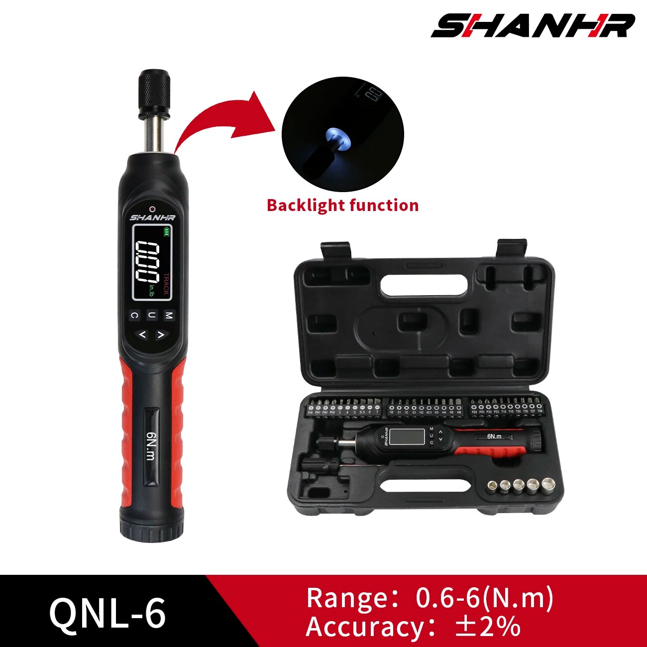 Торцевая динамометрическая отвертка SHANHR QNL-6, 0.6-6 N.m