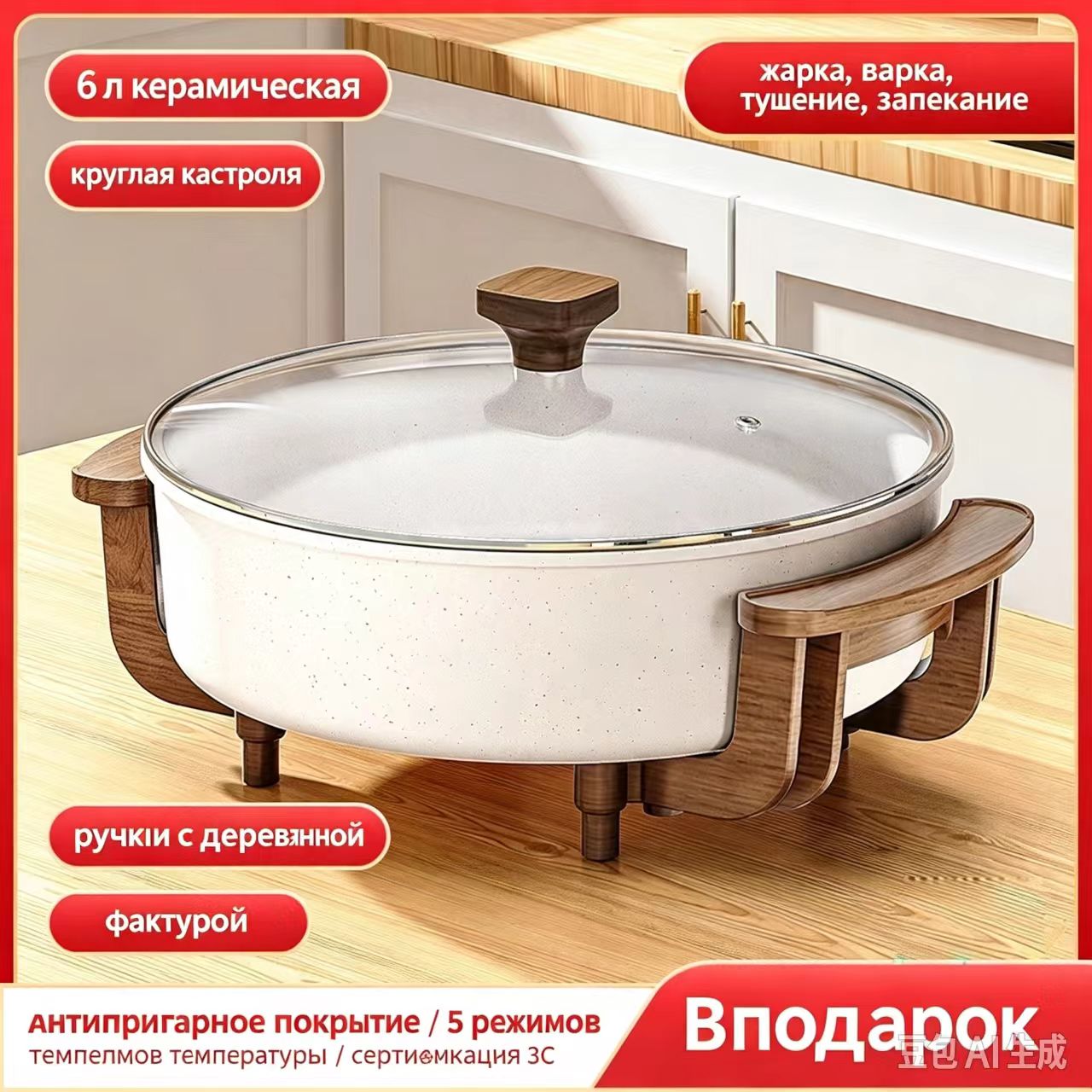 Многофункциональная электрокастрюля 6 литров. Готовьте суп, жаркое, рагу, запеканки и горячие блюда для всей семьи