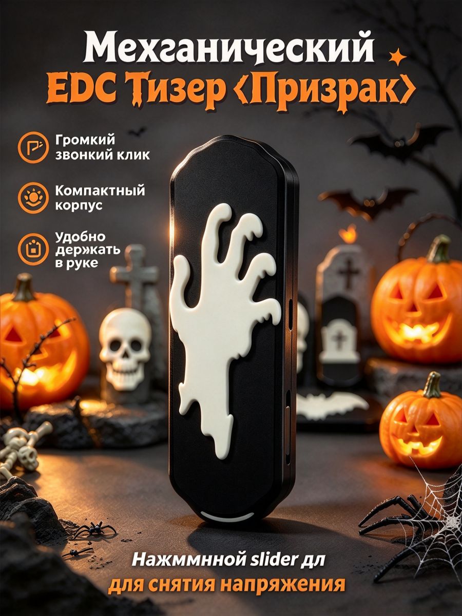 Слайдер антистресс EDC механический, тренажер для пальцев, металлическая игрушка-щелчок для релаксации, серия Призрак