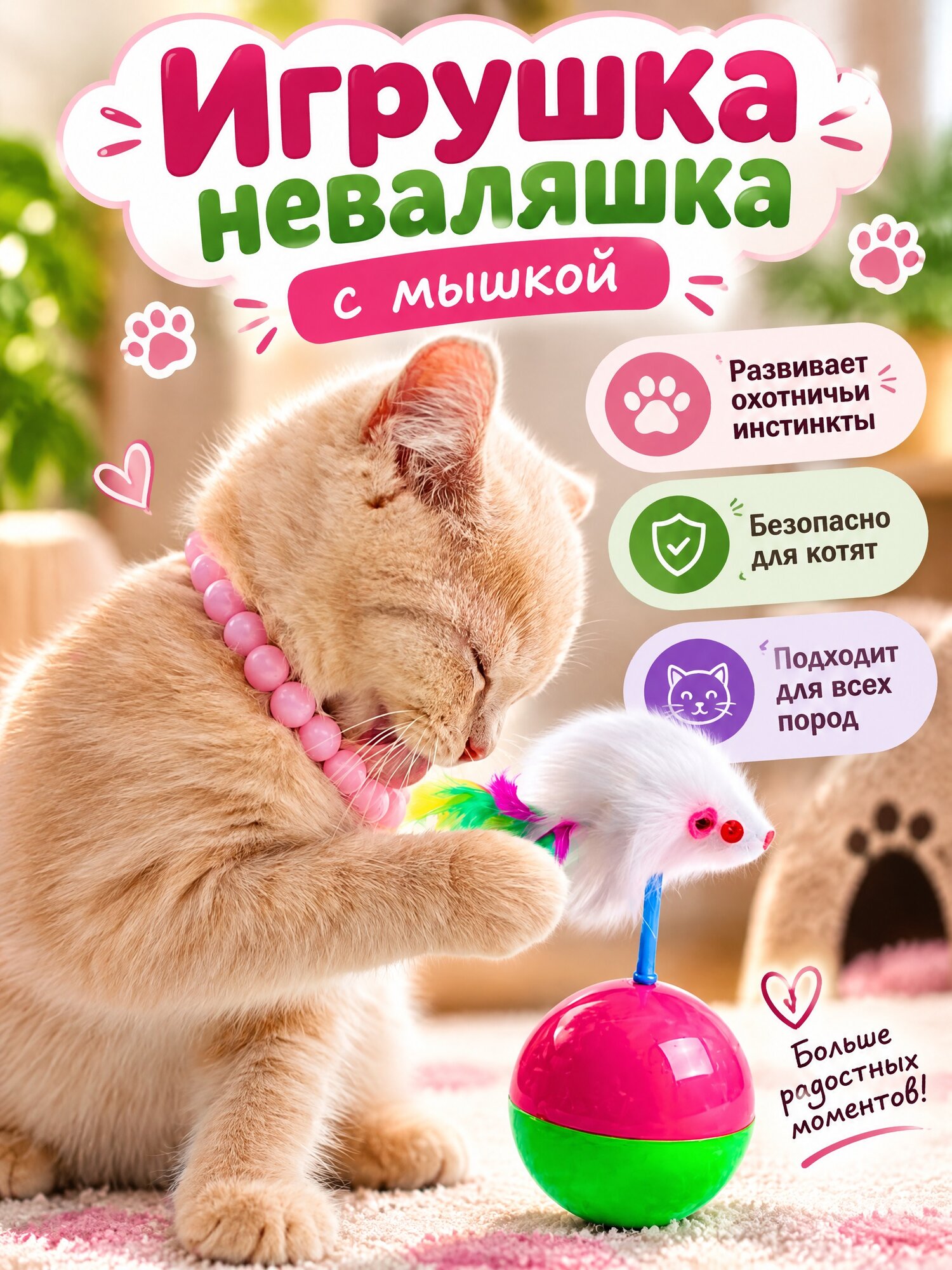 Игрушка для кошек "Интерактивная дразнилка", антистресс, для котят