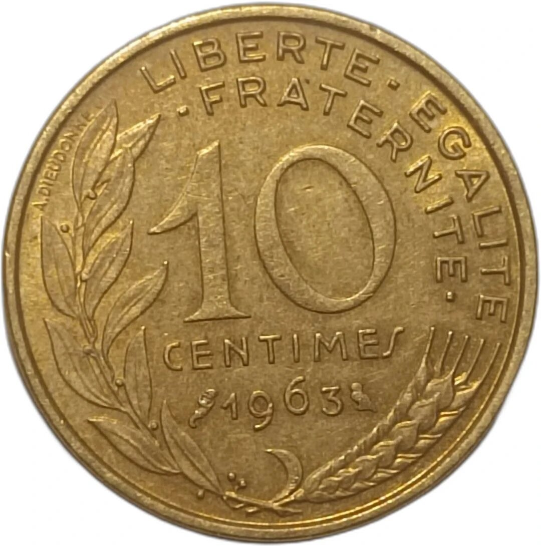 Монета Франция 10 сантимов 1963
